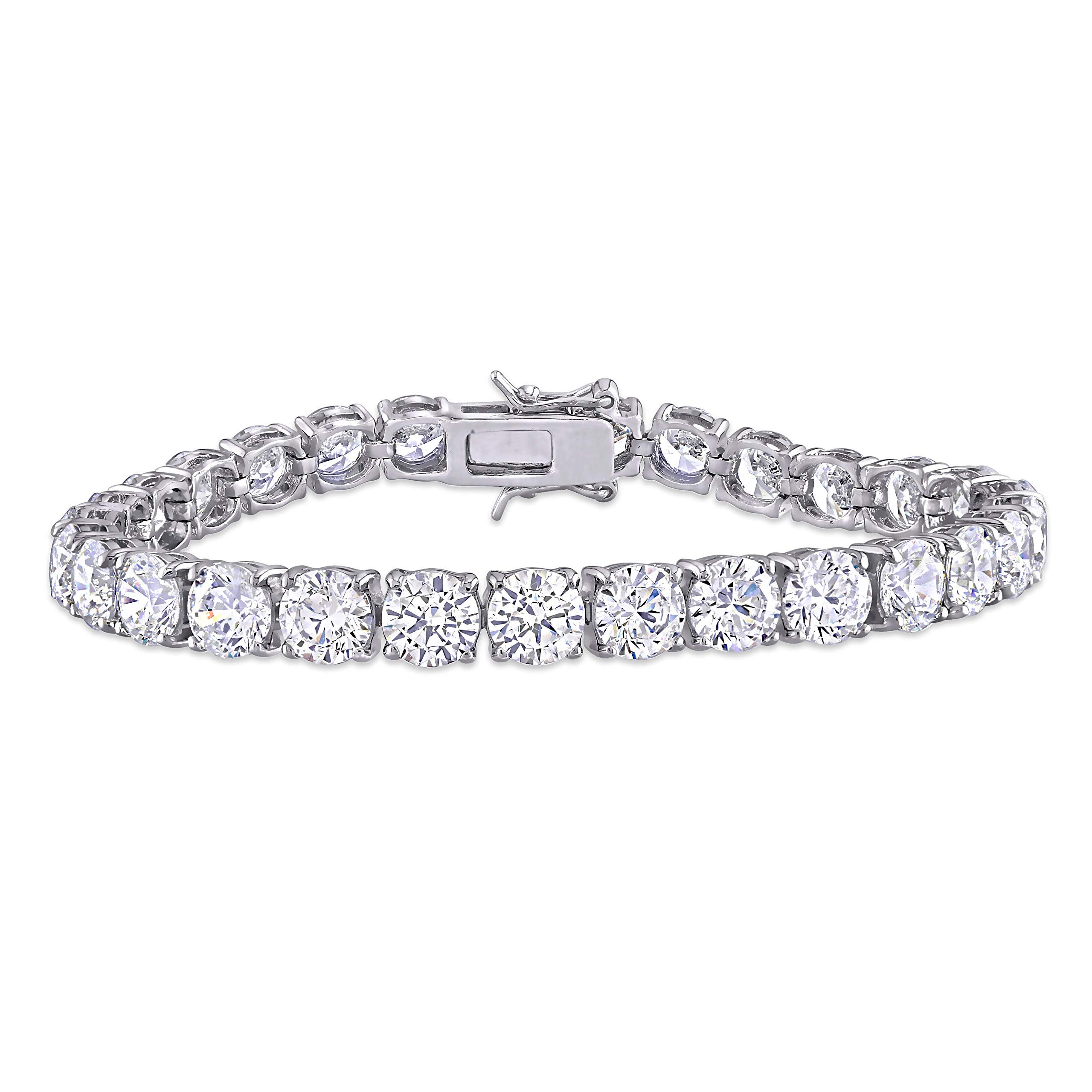 Abbie+Cleo 41 CT TGW Women's Cubic Zirconia Tennis Bracelet - Pulseras de Tenis Para Mujeres - 925 Sterling Silver - 6x6mm (Round - 7.25in Length)