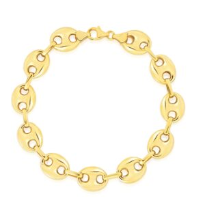 floreo 10k yellow gold 11mm puff mariner link bracelet, 8.5 inch