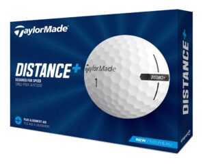 taylormade distance+ golf balls 2021, white