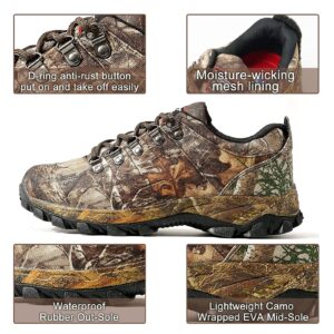 8 Fans Men's Waterproof Trekking Hiking Shoes,Lightweight Camo Walking Hunting Sneakers with Memory Foam Insole for Men&Women…Size 12