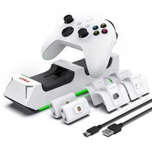 nyko charging station for xbox series xs and xbox - charge base for 2 xbox controllers w/led indicators and extra usb port - xbox controller charge stand w/rechargeable batteries - xbox accessories