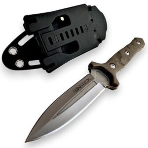 hunting knife tactical knife survival knife 8" fixed blade knife w/ molle compatible pressure retention sheath camping accessories survival kit survival gear tactical gear 79965 (desert tan)