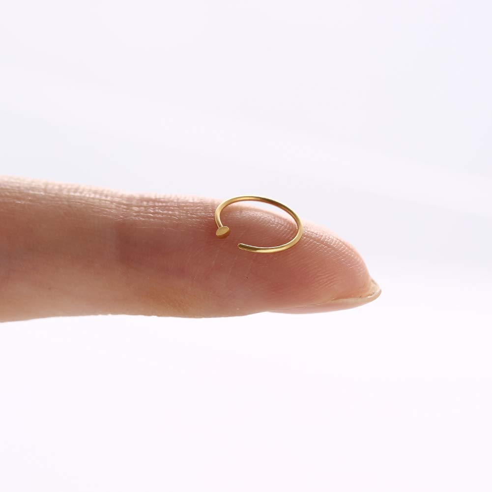 ZogCowy 6Pcs 22G Gold Nose Ring Hoop Surgical Steel Small Thin Cartilage Nose Ring Tiny Snug Fit Nose Piercing Jewelry 6mm 7mm 8mm Adjustable