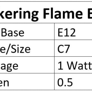 Tupkee C7 Flickering Flame Bulb – 1W, Light Bulb with Orange Glow That flickers and Dances up and Down - Replacement for E12 Base Christmas Candolier Window Candle - 2/Pkg