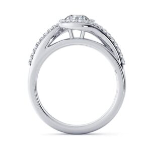 1.3 ct. tw. Halo Round Cut Moissanite Engagement Rings for Women Platinum Plated Silver Size 9.5