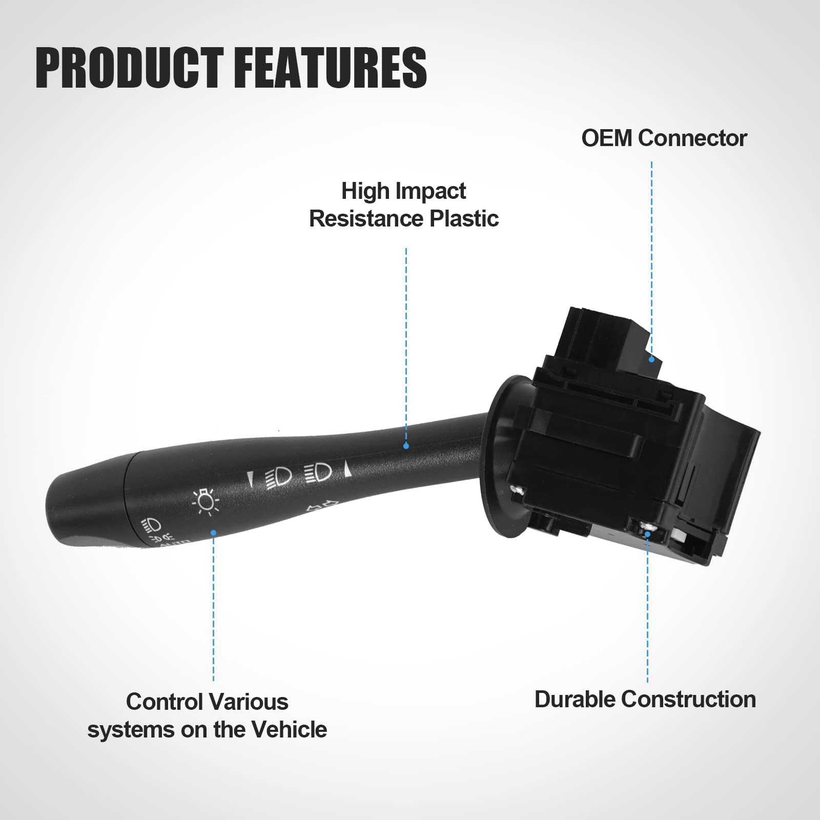 20940369 Headlight Turn Signal Dimmer Switch Blinker Lever Compatible with 2004-2012 Chevy Malibu, 2005-2011 Pontiac G6, 2007-2009 Saturn Aura, Replaces# D6253E, SW8004