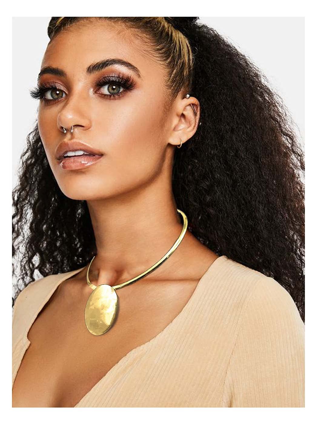 Barode African Choker Necklace Gold Round Necklaces Gothic Chunky Statement Necklaces and Earrings Set Jewelry for Women