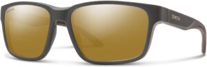 smith basecamp 0fre/qe 58mm matte gray/bronze chromapop polarized rectangular sunglasses for men + bundle with designer iwear eyewear kit