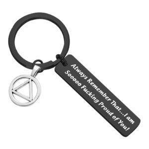 maofaed sobriety gift addiction recovery gift aa alcoholics anonymous birthday gift sober keychain new beginnings gift 12 steps gift (soooo proud of you black)