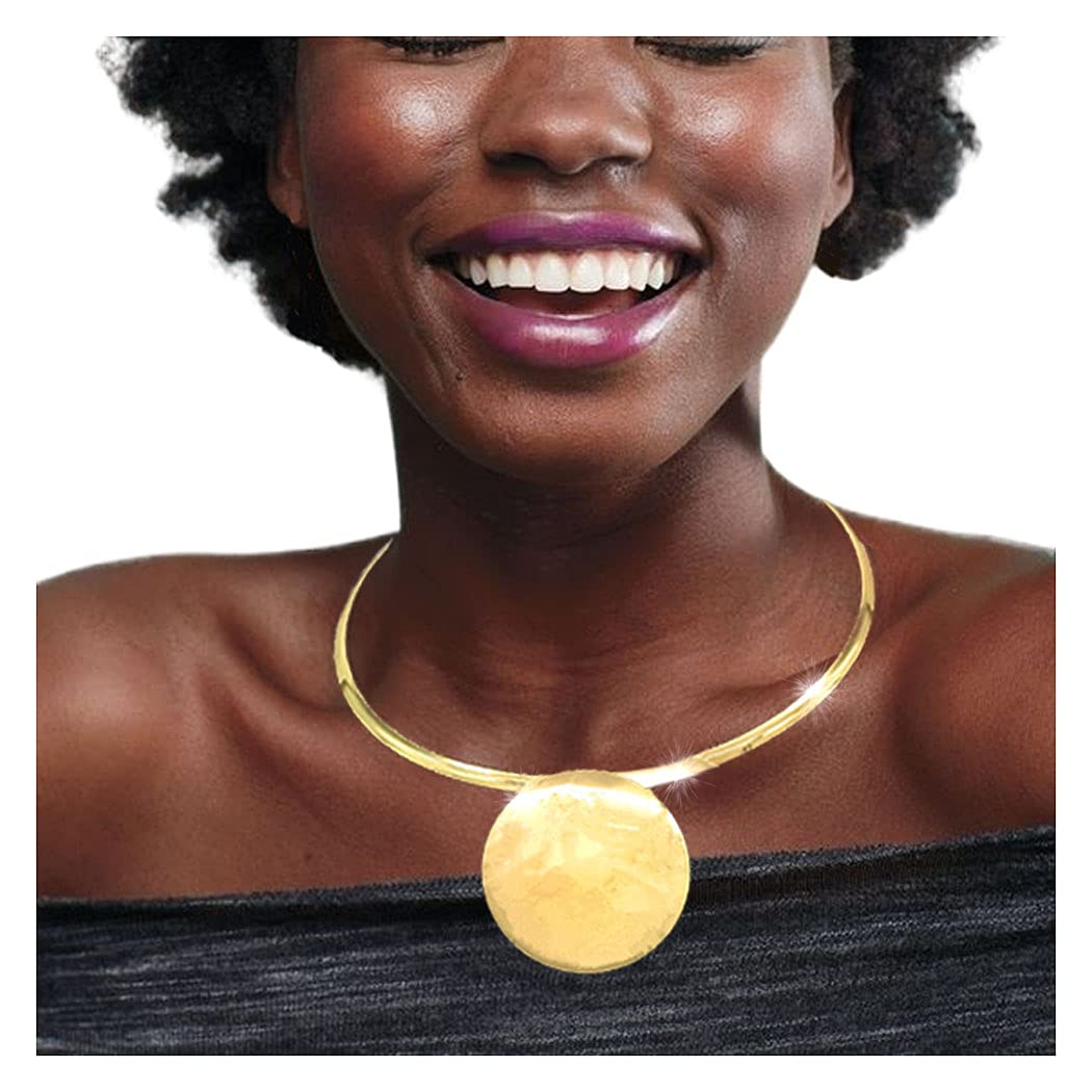 Barode African Choker Necklace Gold Round Necklaces Gothic Chunky Statement Necklaces and Earrings Set Jewelry for Women