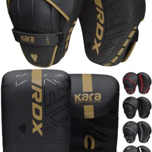 RDX Boxing Pads and Bag Gloves Set, Maya Hide Leather Kara Hook and Jab Training Pads, Curved Focus Mitts for MMA, Muay Thai, Kickboxing Coaching, Martial Arts, Punching Hand Target Strike Shield