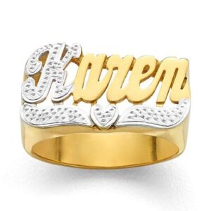 cfustiy name ring personalized custom initial ring with heart gold plated unisex nameplate rings for women birthday gift