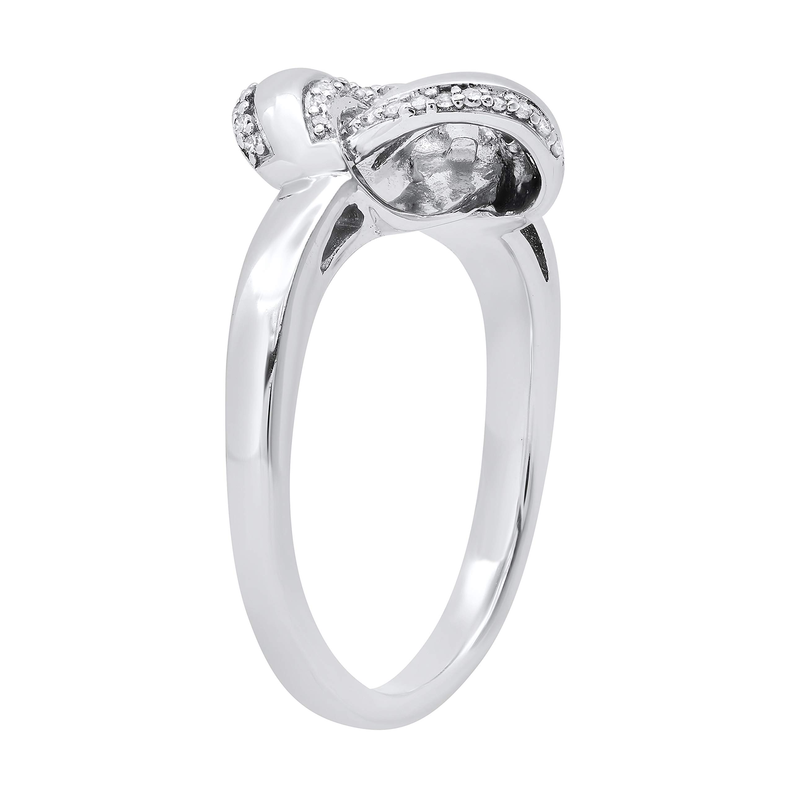 Dazzlingrock Collection 0.25 Carat (ctw) Round White Diamond Ladies Cluster Love Knot Promise Ring 1/4 CT, Sterling Silver, Size 7