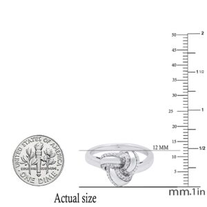 Dazzlingrock Collection 0.25 Carat (ctw) Round White Diamond Ladies Cluster Love Knot Promise Ring 1/4 CT, Sterling Silver, Size 7