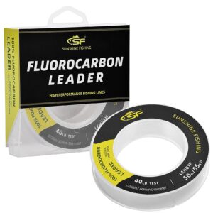 sf 100% pure fluorocarbon leader material fishing line virtually invisible shock resistant increased sensitivity sink fast clear for saltwater freshwater 50yd 15lb