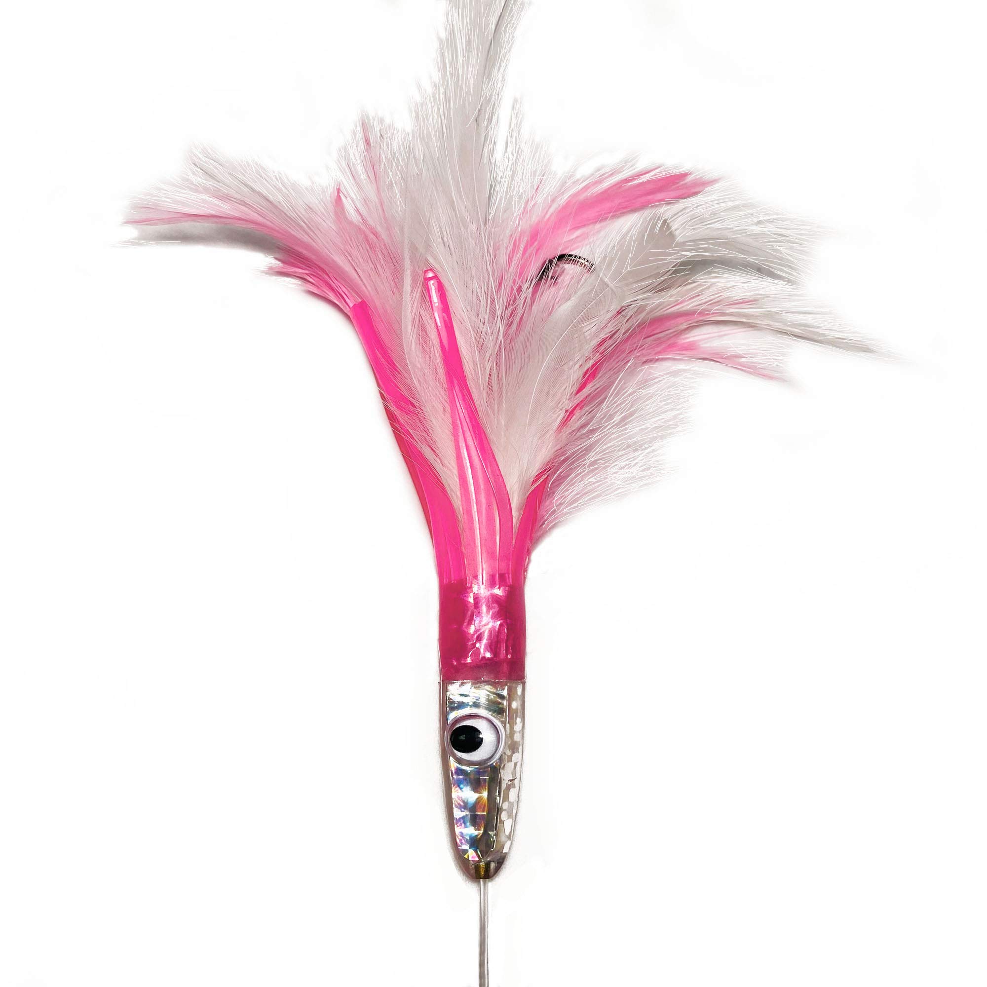 EatMyTackle Feather Duster Trolling Lure | Saltwater Fishing (Pink/White)