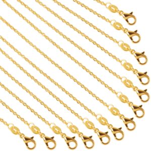 sannix 50 pack gold plated necklace chains cable chain necklace bulk for jewelry making supplies, 1.2mm 18 inches