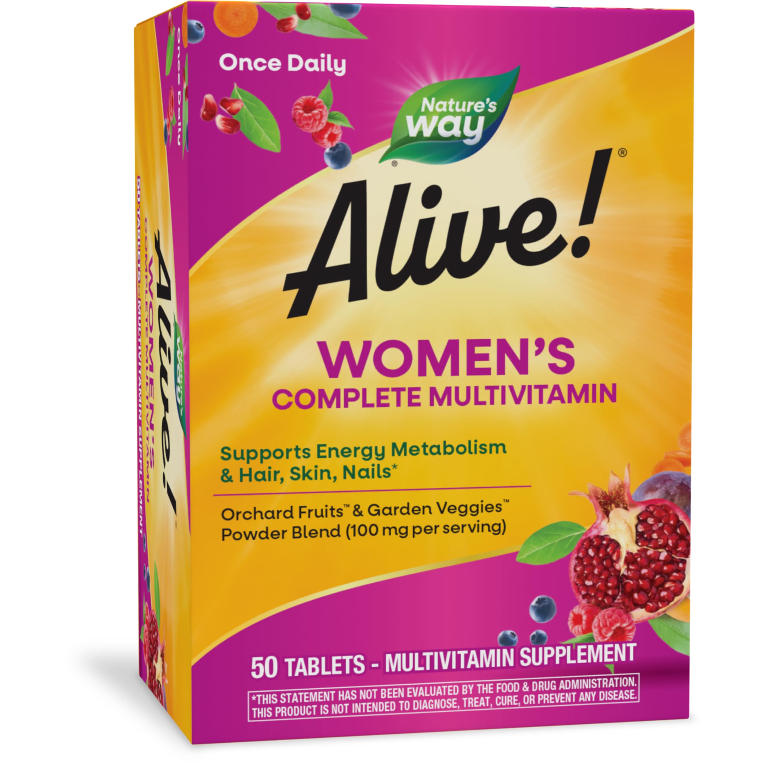 Nature's Way Alive! Women’s Complete Multivitamin, Supports Energy Metabolism and Hair, Skin & Nails*, B-Vitamins, 50 Tablets (Packaging May Vary)