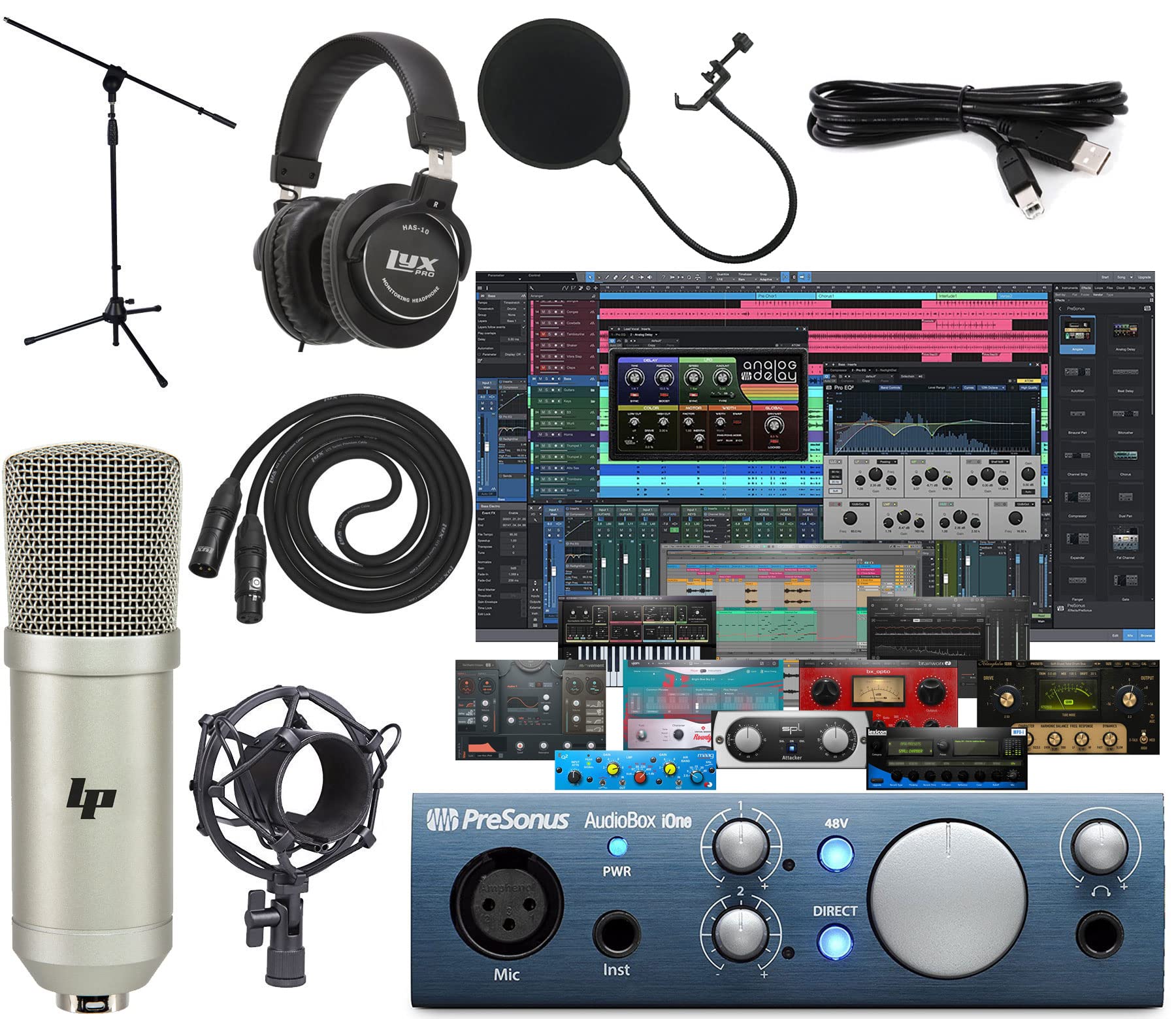 PreSonus AudioBox Ione 2x2 Audio Recording Interface for USB/iPad and iOS Devices Studio Bundle with Studio One Artist Software Pack