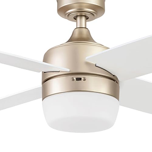 Prominence Home Atlas, 44 Inch Modern Indoor LED Ceiling Fan with Light and Remote Control, Dual Mounting Options, Dual Finish Blades, Reversible Motor - 51470-01 (Champagne)