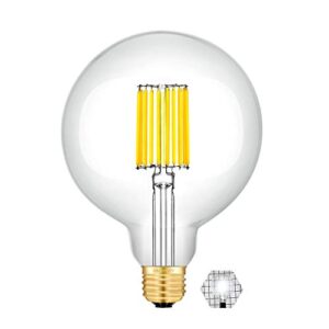 omaykey 12w dimmable large led globe bulb 100w equivalent 1000 lumens, 5000k daylight white e26 medium base, vintage edison g125 large globe clear glass led filament light bulb, deep dimming version