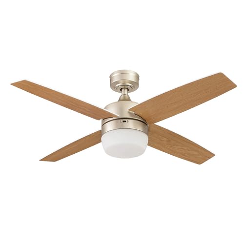 Prominence Home Atlas, 44 Inch Modern Indoor LED Ceiling Fan with Light and Remote Control, Dual Mounting Options, Dual Finish Blades, Reversible Motor - 51470-01 (Champagne)