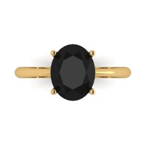 2.6 ct oval cut solitaire black onyx classic art deco bridal wedding statement ring solid 18k yellow gold for women size 10