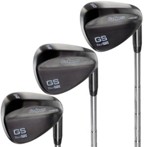 gosports tour pro golf wedge set - includes 52 degree gap wedge, 56 degree sand wedge and 60 lob wedge degree in satin or black finish (right handed)