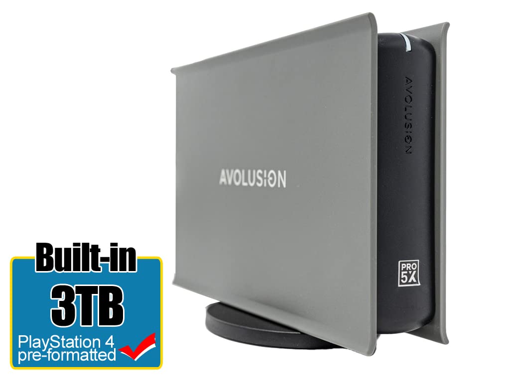 Avolusion PRO-5X Series 3TB USB 3.0 External Gaming Hard Drive Works for PS4 Original, Slim & Pro (Grey)