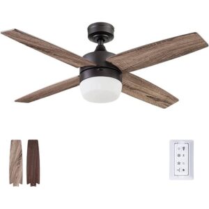 prominence home atlas, 44 inch modern indoor led ceiling fan with light and remote control, dual mounting options, dual finish blades, reversible motor - 51471-01 (espresso)