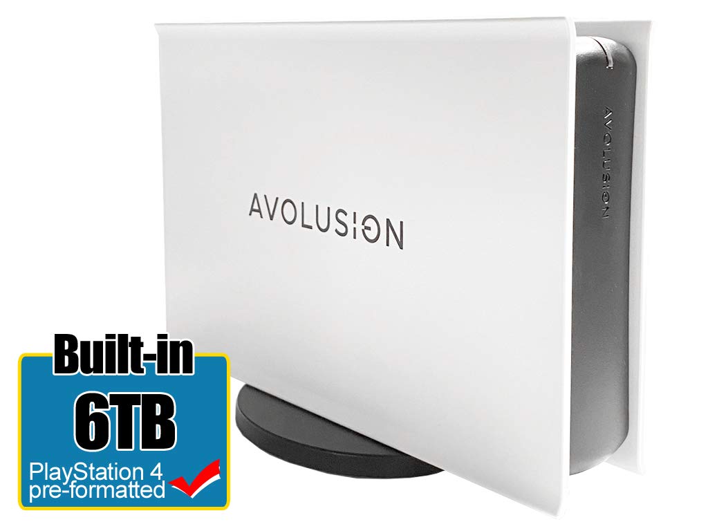 Avolusion PRO-5X Series 6TB USB 3.0 External Gaming Hard Drive for PS4 Original, Slim & Pro (White)