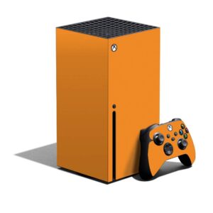 mightyskins skin compatible with xbox series x bundle - solid orange | protective, durable, and unique vinyl decal wrap cover | easy to apply and change styles | made in the usa (mixbserxcmb-solid orange)