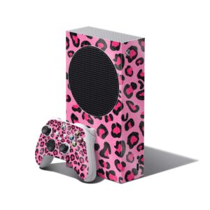 mighty skins glossy glitter skin compatible with xbox series s bundle - pink leopard | protective, durable high-gloss glitter finish | easy to apply and change styles | made in the usa