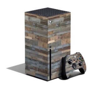 mighty skins skin compatible with xbox series x bundle - gray wood | protective, durable, and unique vinyl decal wrap cover | easy to apply, remove, and change styles | made in the usa (mixbserxcmb-gray wood)