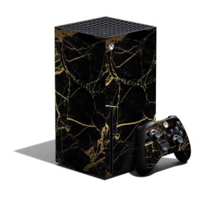 mighty skins skin compatible with xbox series x bundle - black gold marble | protective, durable, and unique vinyl decal wrap cover | easy to apply and change styles | made in the usa (mixbserxcmb-black gold marble)