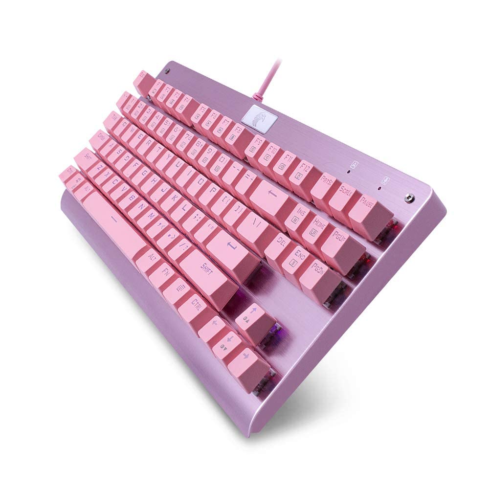 Granvela 75% Mechanical Keyboard with Rainbow LED Backlit | Aluminium Panel |Tactile Blue Switches | N-Key Rollover | 87-Key Tenkeyless | Hot Swappable,Model MechanicalEagle Z-77 - Pink