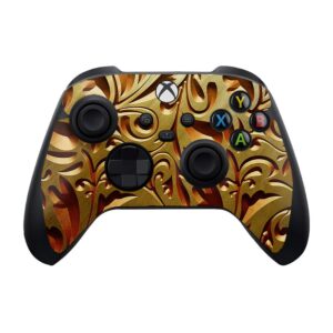 mighty skins skin compatible with xbox series x and s controller - mosaic gold | protective, durable, and unique vinyl decal wrap cover | easy to apply and change styles | made in the usa (mixbserxscon-mosaic gold)