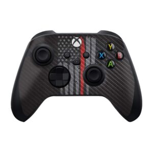 mighty skins carbon fiber skin compatible with xbox series x and s controller - thin red line | protective, durable textured carbon fiber finish | easy to apply | made in the usa