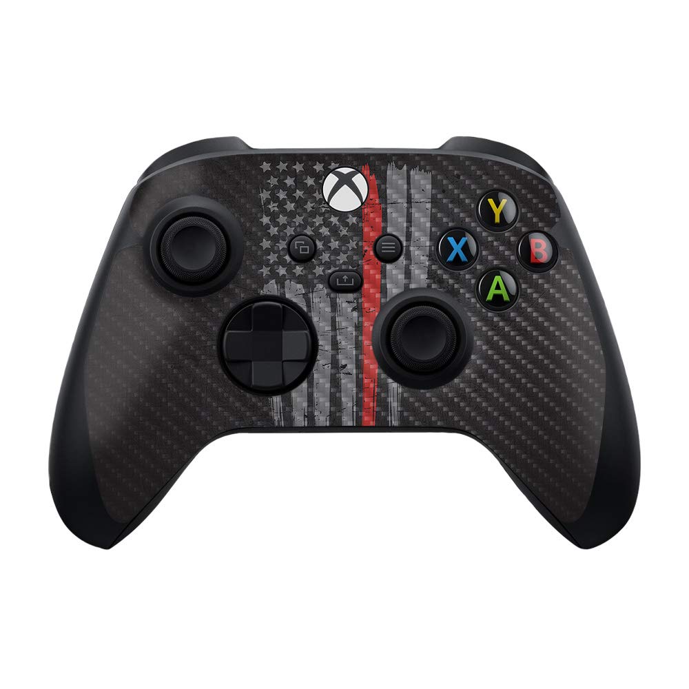 Mighty Skins Carbon Fiber Skin Compatible with Xbox Series X and S Controller - Thin Red Line | Protective, Durable Textured Carbon Fiber Finish | Easy to Apply | Made in The USA