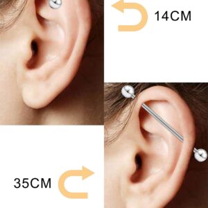 Prjndjw Mix Sizes Industrial Barbell Cartilage Earring Tongue Helix Nipple Barbell Surgical Steel Body Piercing Jewelry Retainer for Women Men Straight Bar Length 12-40mm