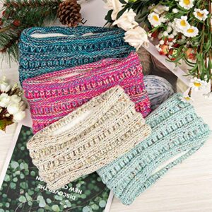 Whaline Ear Warmer Headband for Women Pink Blue Confetti Thick Crochet for Men Women Girl Outdoor Sports Skiing Camping Hiking, 4 Pack