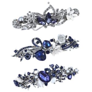 nodg crystal rhinestones butterfly french vintage spring flower bridal hair clips - 3 pieces hair barrettes and clips for women girls