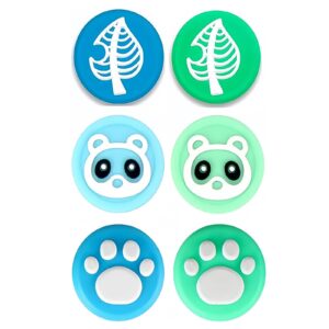 wen xinrong 6pcs thumb grip caps compatible with nintendo switch/lite cute cat paw raccoon green leaf design joystick caps compatible for switch joy con controller ns accessories