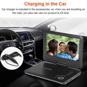 LSJZZ Portable DVD Player, 9.5 Inch HD TV Home Car DVD Player Swivel Screen Digital Multimedia Player for U Drive/AV in and Out/Gamepad