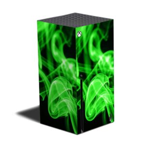 mightyskins skin compatible with xbox series x - green flames | protective, durable, and unique vinyl decal wrap cover | easy to apply and change styles | made in the usa (mixbserx-green flames)