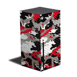 mightyskins carbon fiber skin compatible with xbox series x - red camo | protective, durable textured carbon fiber finish | easy to apply and change styles | made in the usa (cf-mixbserx-red camo)