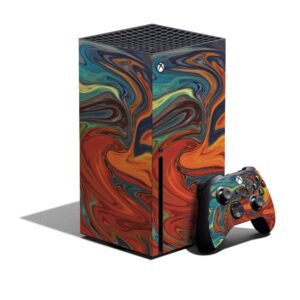 mightyskins skin compatible with xbox series x bundle - lava water | protective, durable, and unique vinyl decal wrap cover | easy to apply, remove, and change styles | made in the usa (mixbserxcmb-lava water)