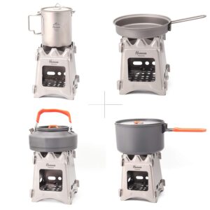 Hamans Titanium Wood Burning Stove, Camping Stove, Foldable Titanium Portable Backpacking Stove for Outdoor Camping Picnic BBQ