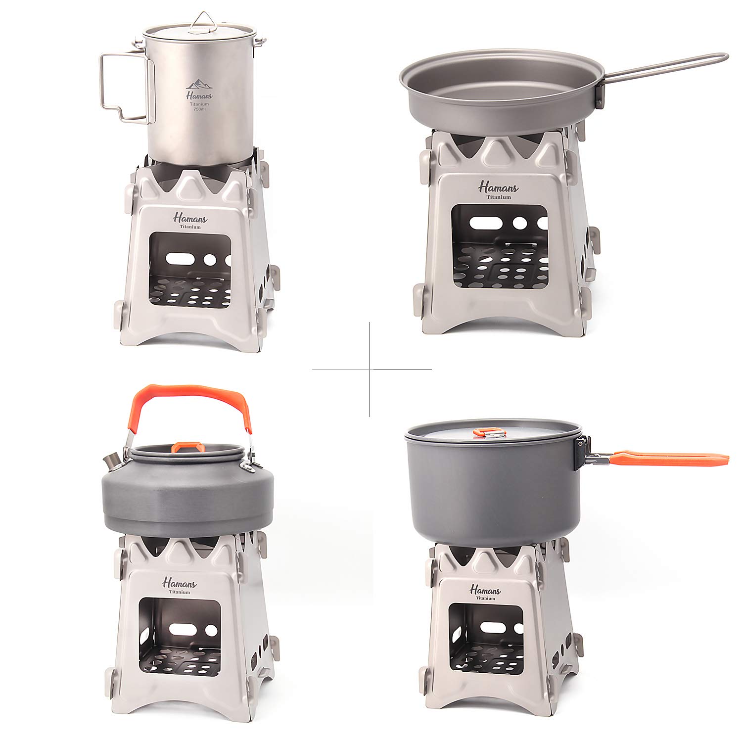 Hamans Titanium Wood Burning Stove, Camping Stove, Foldable Titanium Portable Backpacking Stove for Outdoor Camping Picnic BBQ