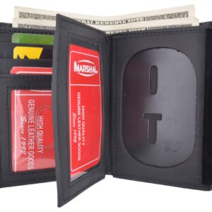 MARSHAL Genuine Cowhide Leather Badge RFID Wallet for Firefighters, Police etc.